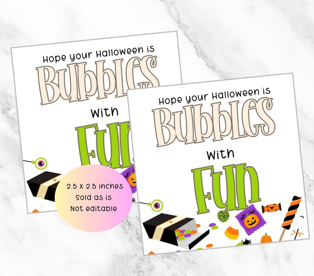Halloween Bubble Favor Tag, Halloween Bubbles of Fun Tag, Bubbles Gift ...