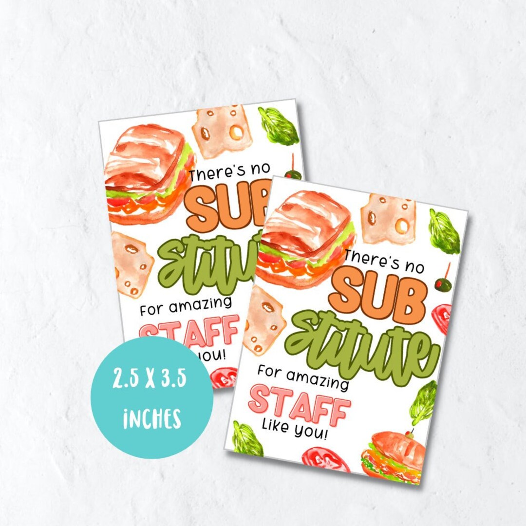 Staff Appreciation Gift Tag Printable, Sub Sandwich Gift Tag Employee ...