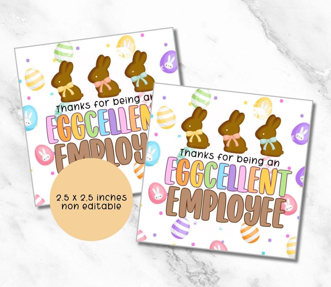 Printable Mini Easter Tag, Eggcellent Employee Gift Tag, Staff ...