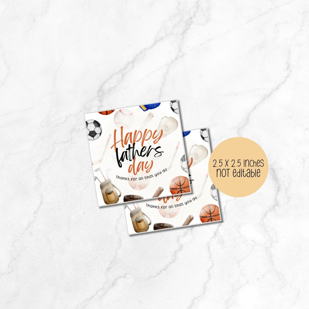 Printable Happy Fathers Day Sports Tag, Printable Gift Tag, Printable ...