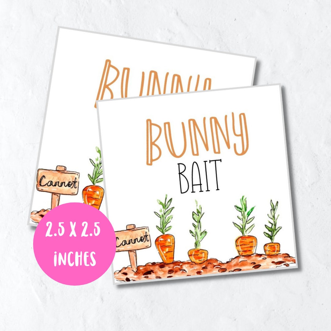 Printable Easter Tag, Bunny Bait, Cookie Tag Packaging, Carrot Tag ...