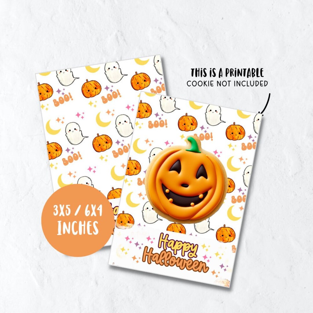 Cute Halloween Cookie Card Printable, Cookie Packaging, Digital ...