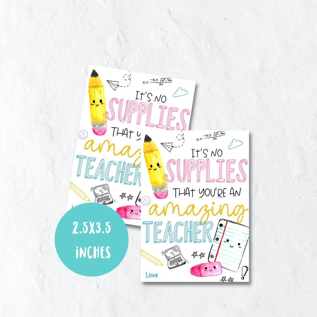 Teacher Appreciation Gift Tag School Supplies Gift Printable - Etsy