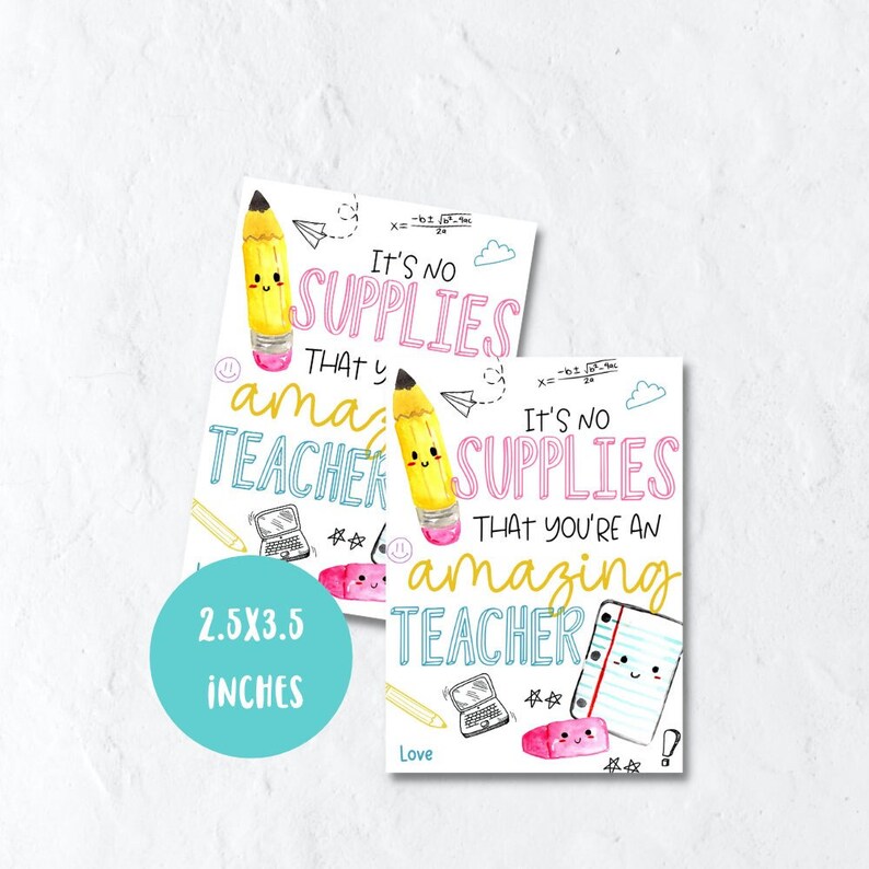 Teacher Appreciation Gift Tag School Supplies Gift Printable - Etsy