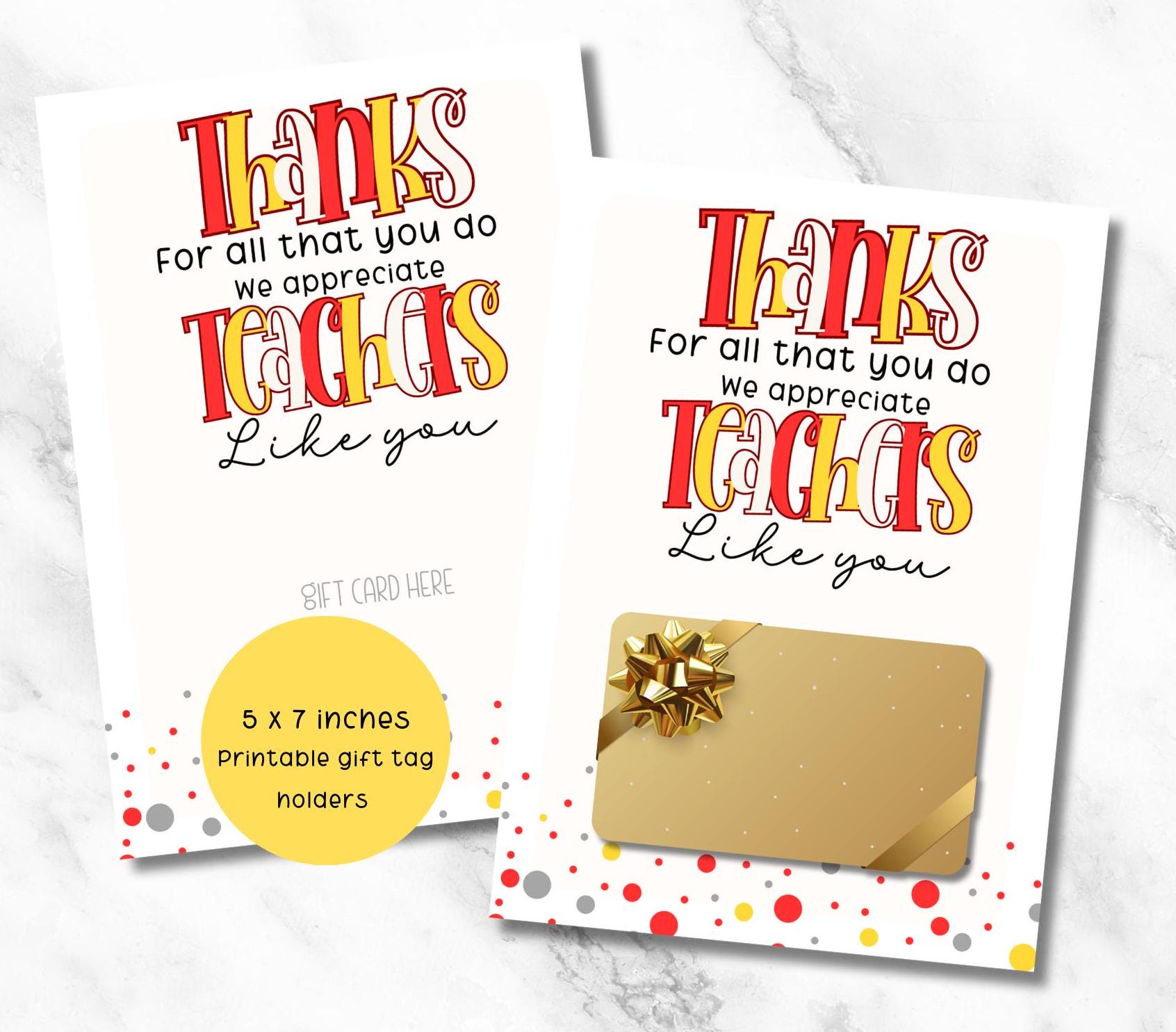 Printable Teacher Appreciation Gift Card Holder, Teacher Gift Card ...