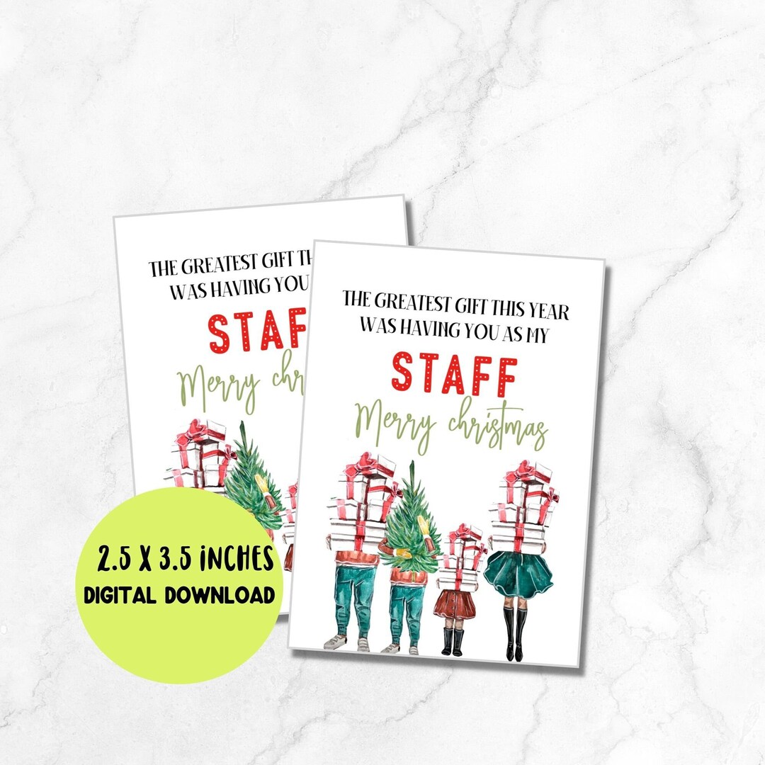 Printable Christmas Tag, Staff Appreciation Tag, Holiday Gift Tag ...