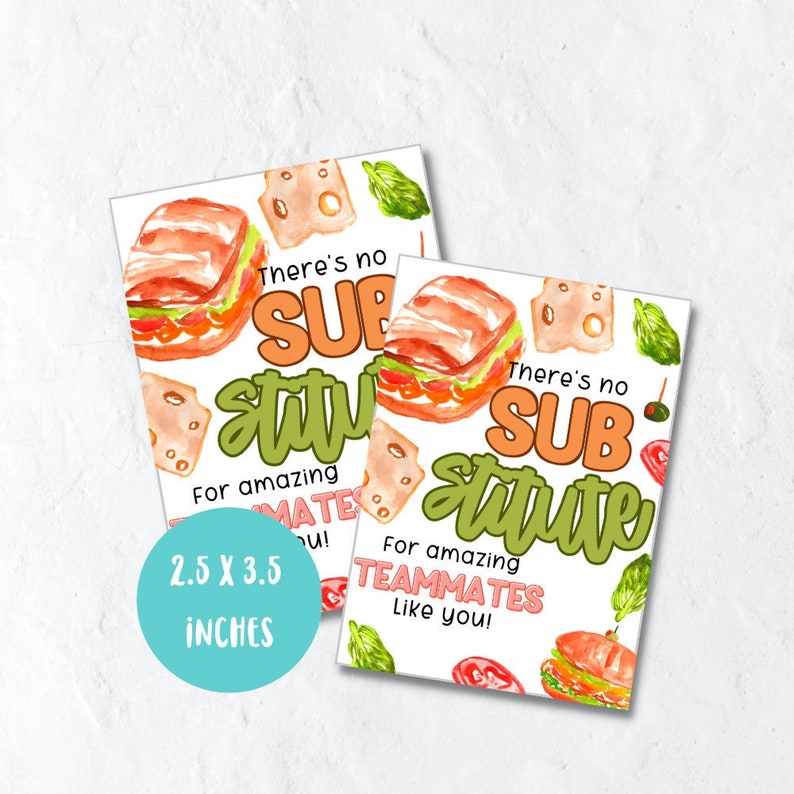 Teammate Appreciation Gift Tag Printable Lunch Sub Sandwich - Etsy