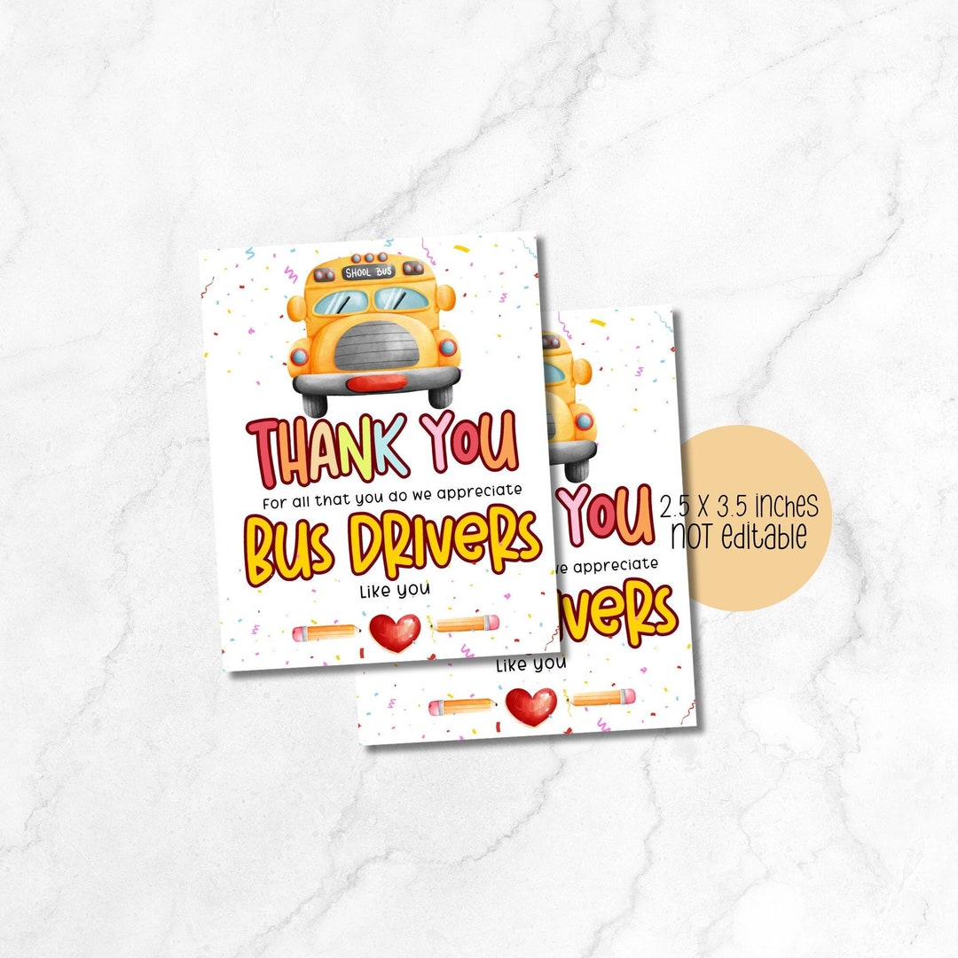 Bus Driver Tag Teacher Appreciation Gift Tag, School Appreciation, PTO ...