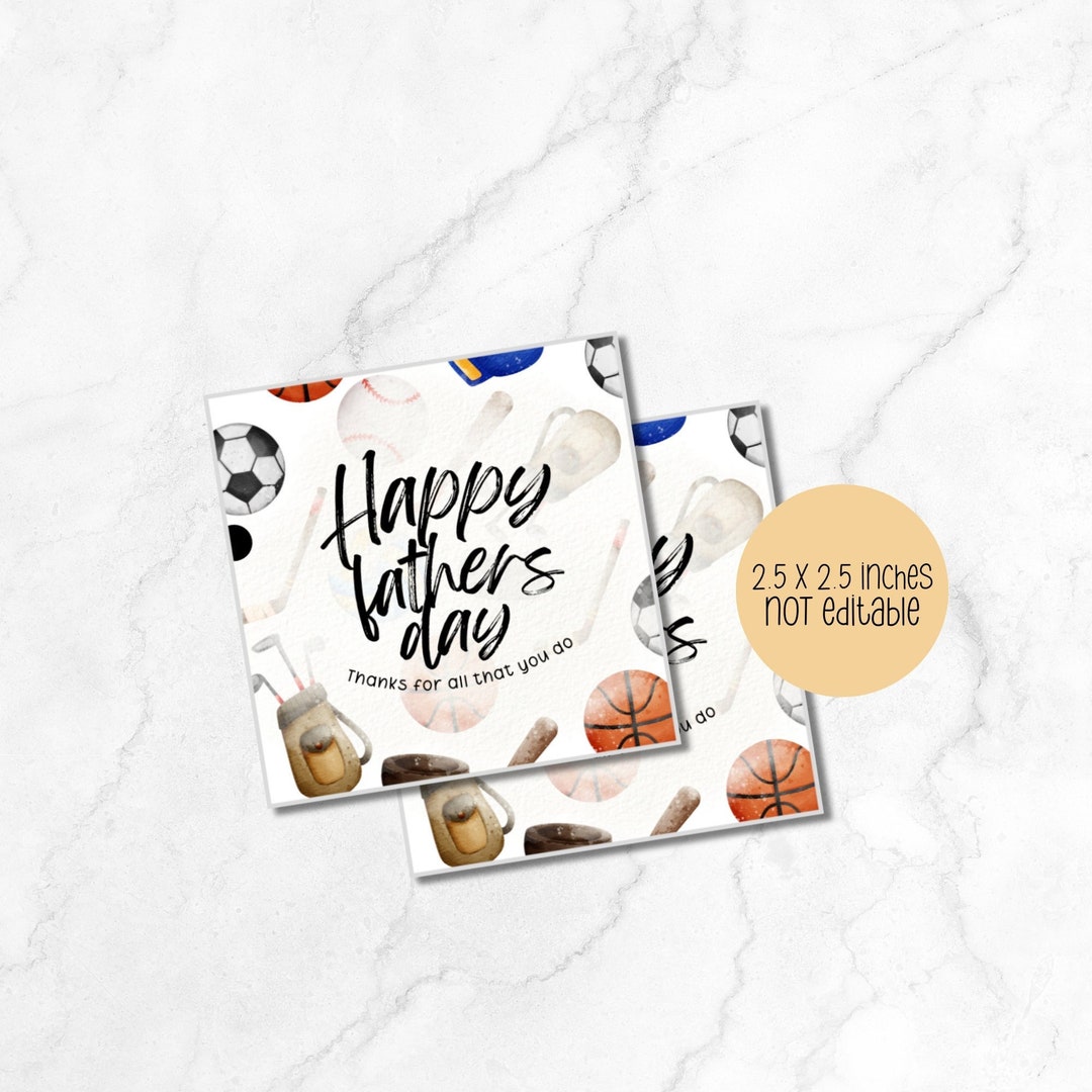 Printable Happy Fathers Day Sports Tag, Printable Gift Tag, Printable ...