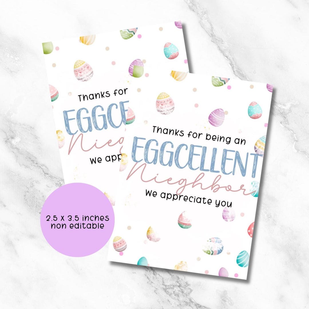 Thanks for Being an Eggcellent Neighbor, Easter Printable Tag, Easter ...