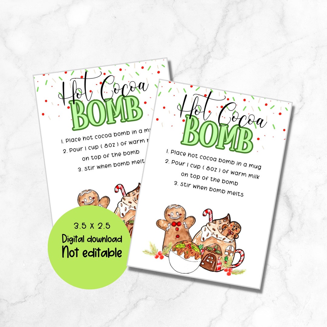 Printable Hot Chocolate Bomb Tag, Hot Cocoa Bomb Gift Tag, Digital ...