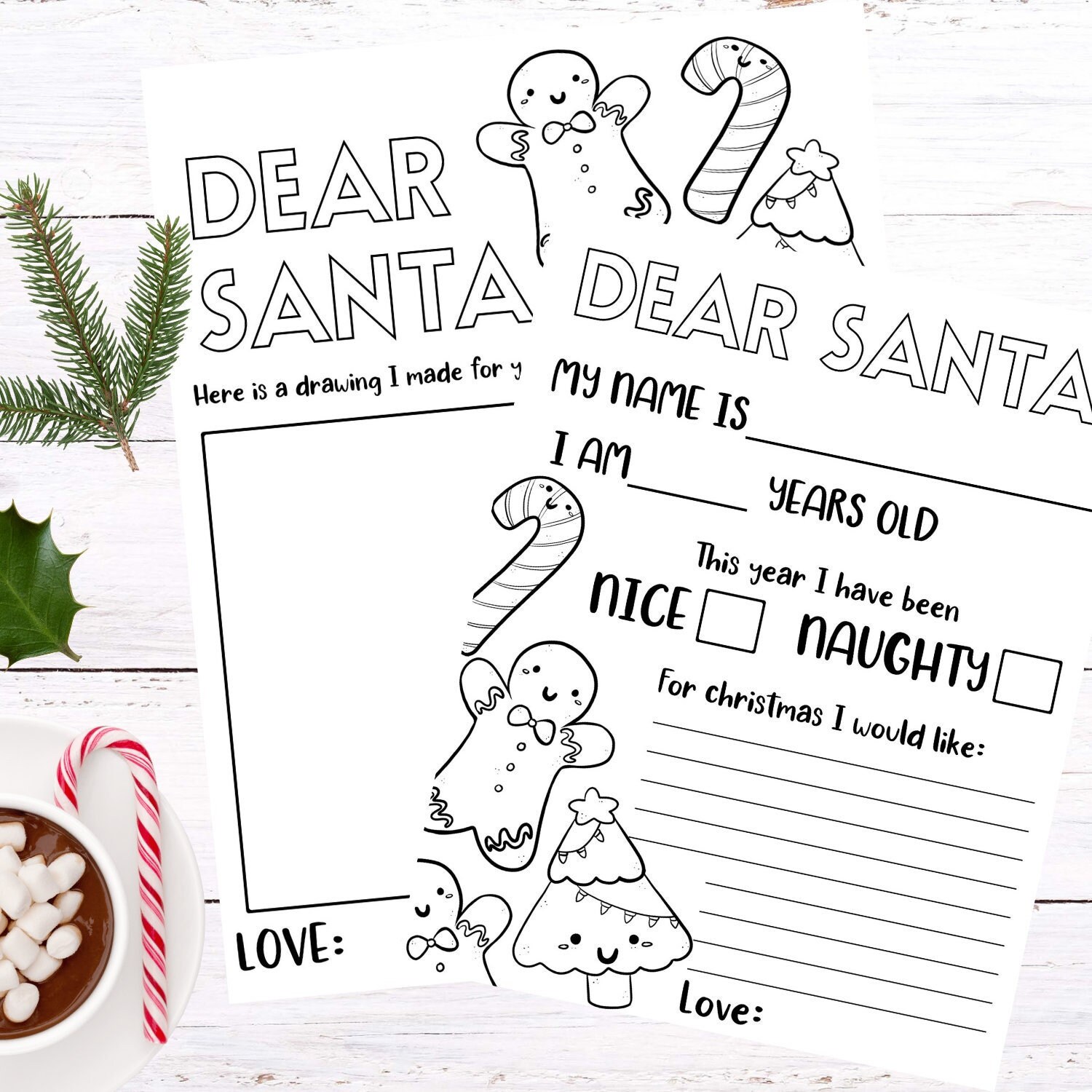 Printable Letter to Santa Drawing to Santa Christmas - Etsy