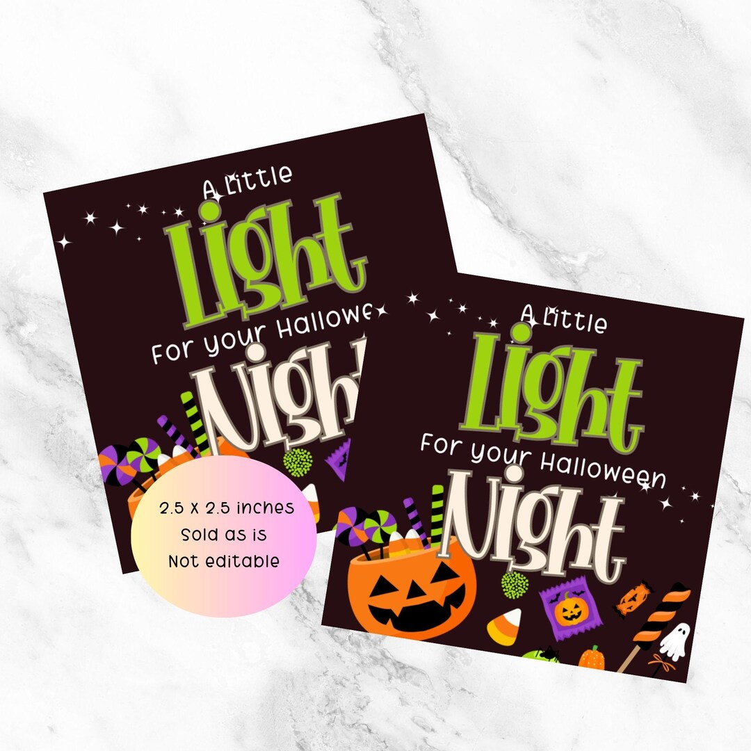 A Little Light for Your Halloween Night, Glow Stick Gift Tag, Glow ...