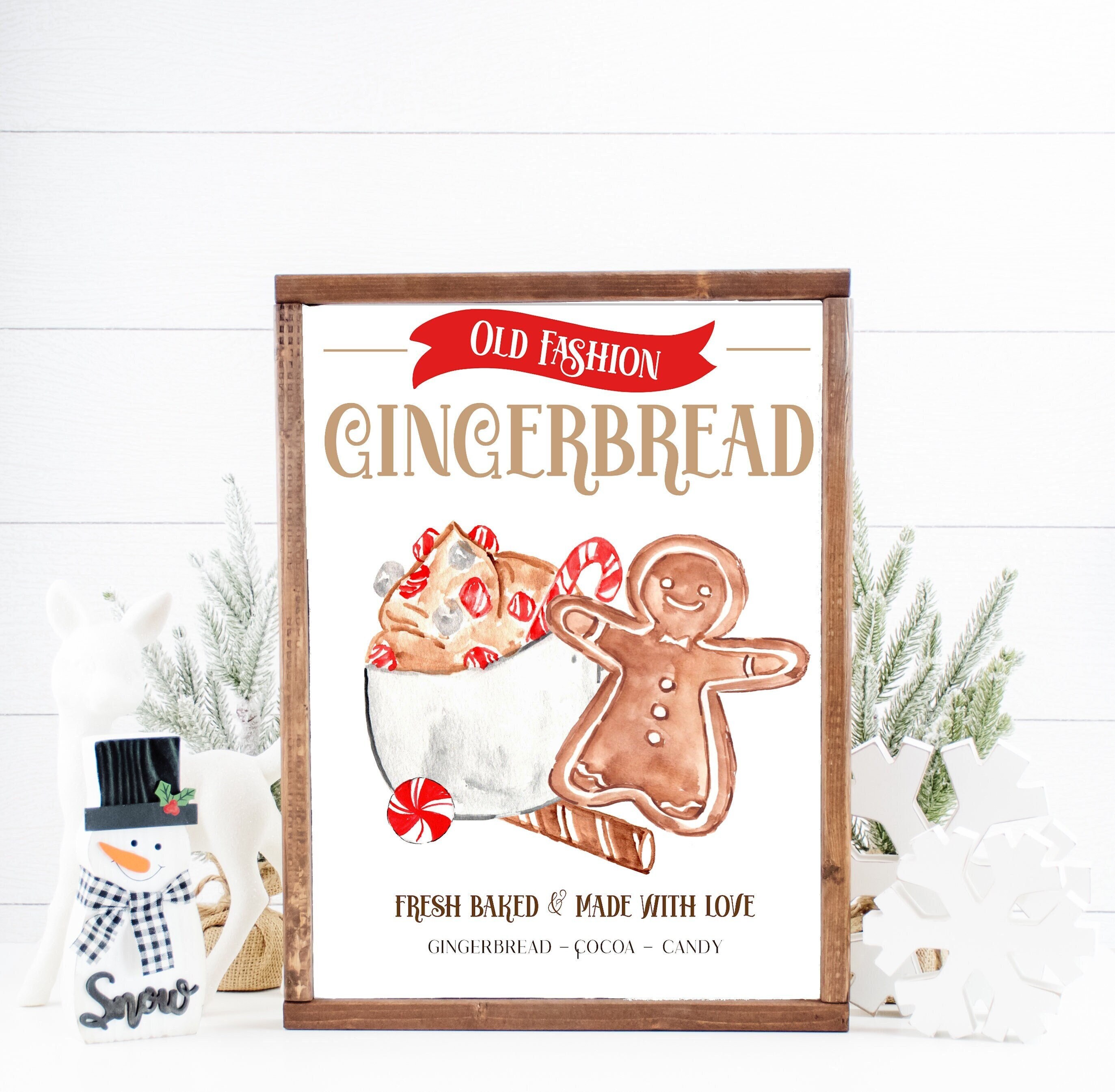 Printable Vintage Christmas Sign Decor Gingerbread Sign - Etsy