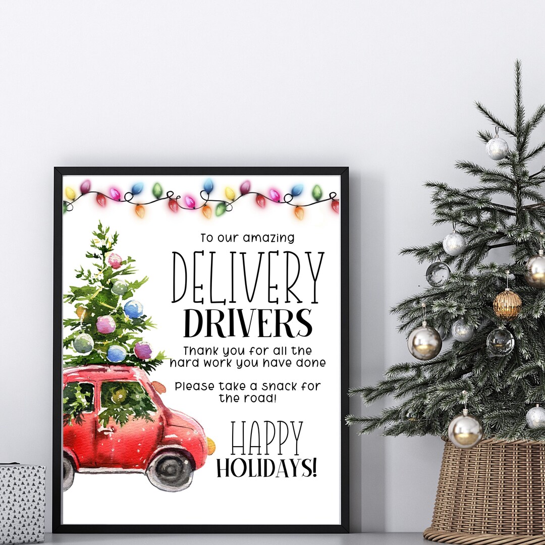 Delivery Driver Thank You Sign, Christmas Printable, Take a Treat Mail ...