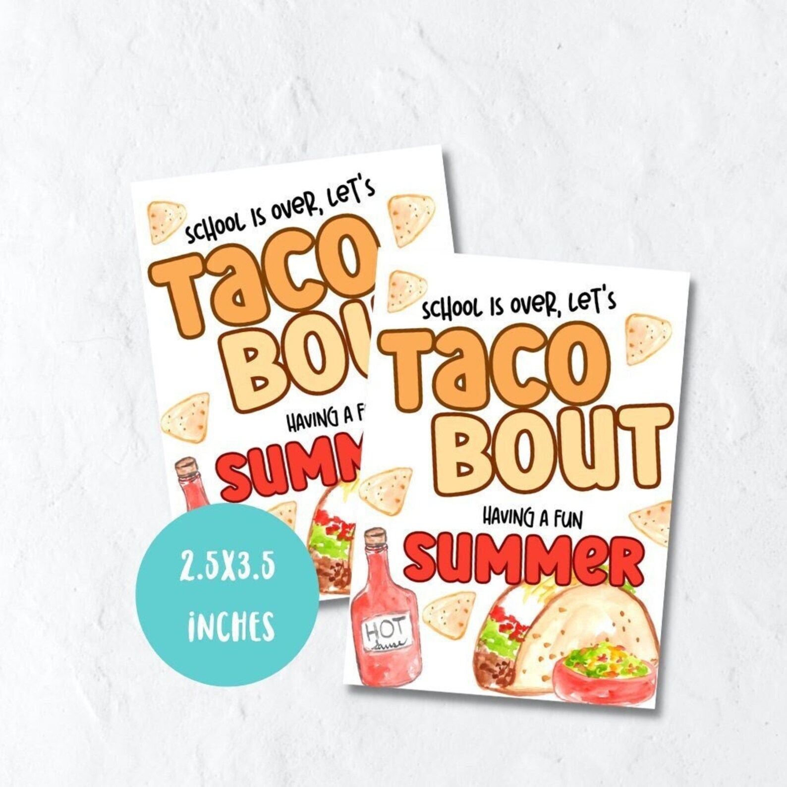 Teacher End of School Year Printable Gift Tag, Taco Gift Tag, Student ...