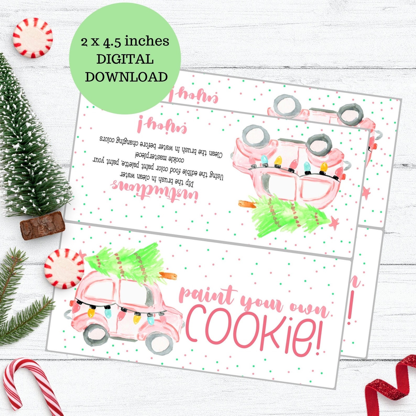 Printable Paint Your Own Cookie Topper Christmas PYO Cookie Topper ...