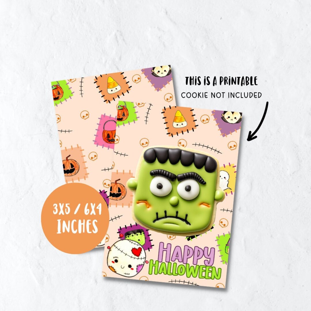 Halloween Cookie Card, Printable Halloween Card, Happy Halloween Tag ...
