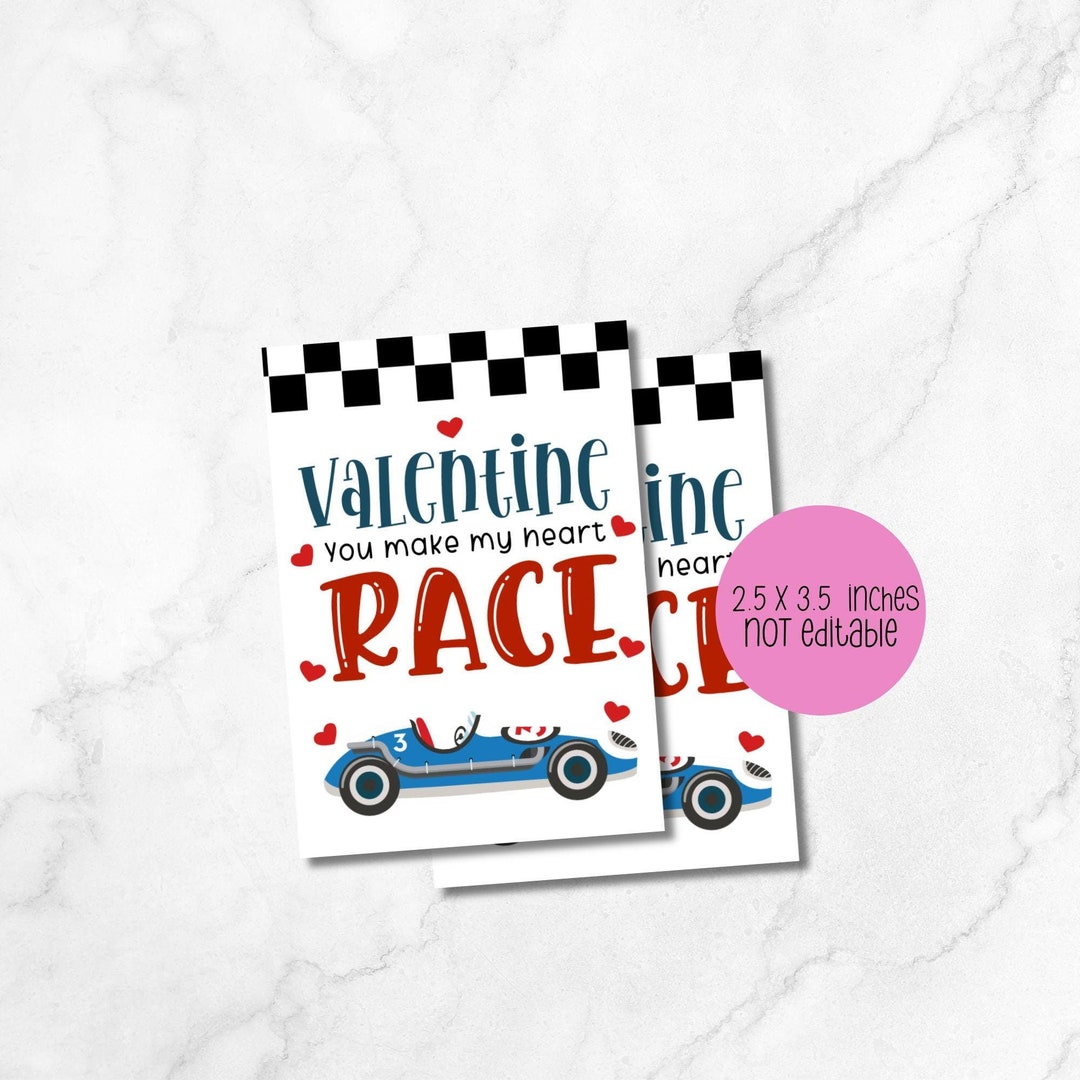 Race Car Valentines Day Digital Download Printable, Car Valentine, You ...