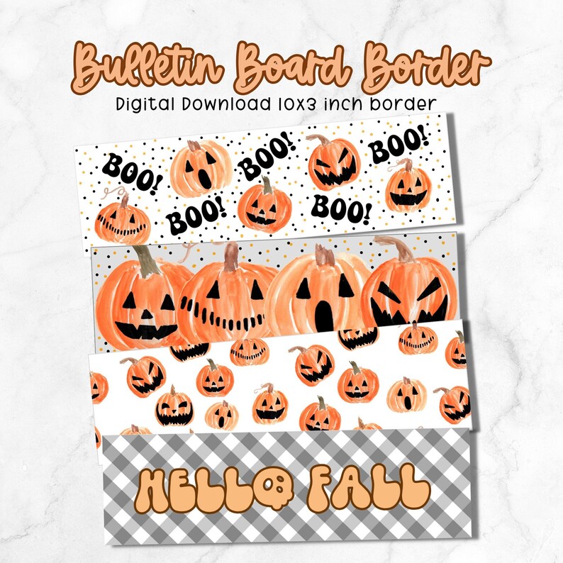 Classroom Bulletin Board Border Printable Halloween Theme - Etsy