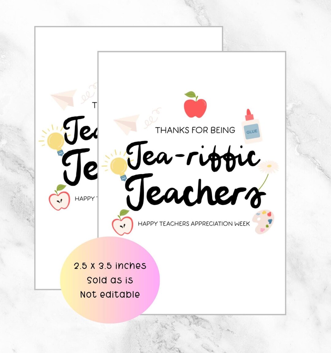 Printable Teacher Appreciation Gift Tags, Tea-riffic Favor Tags (2.5x3 ...