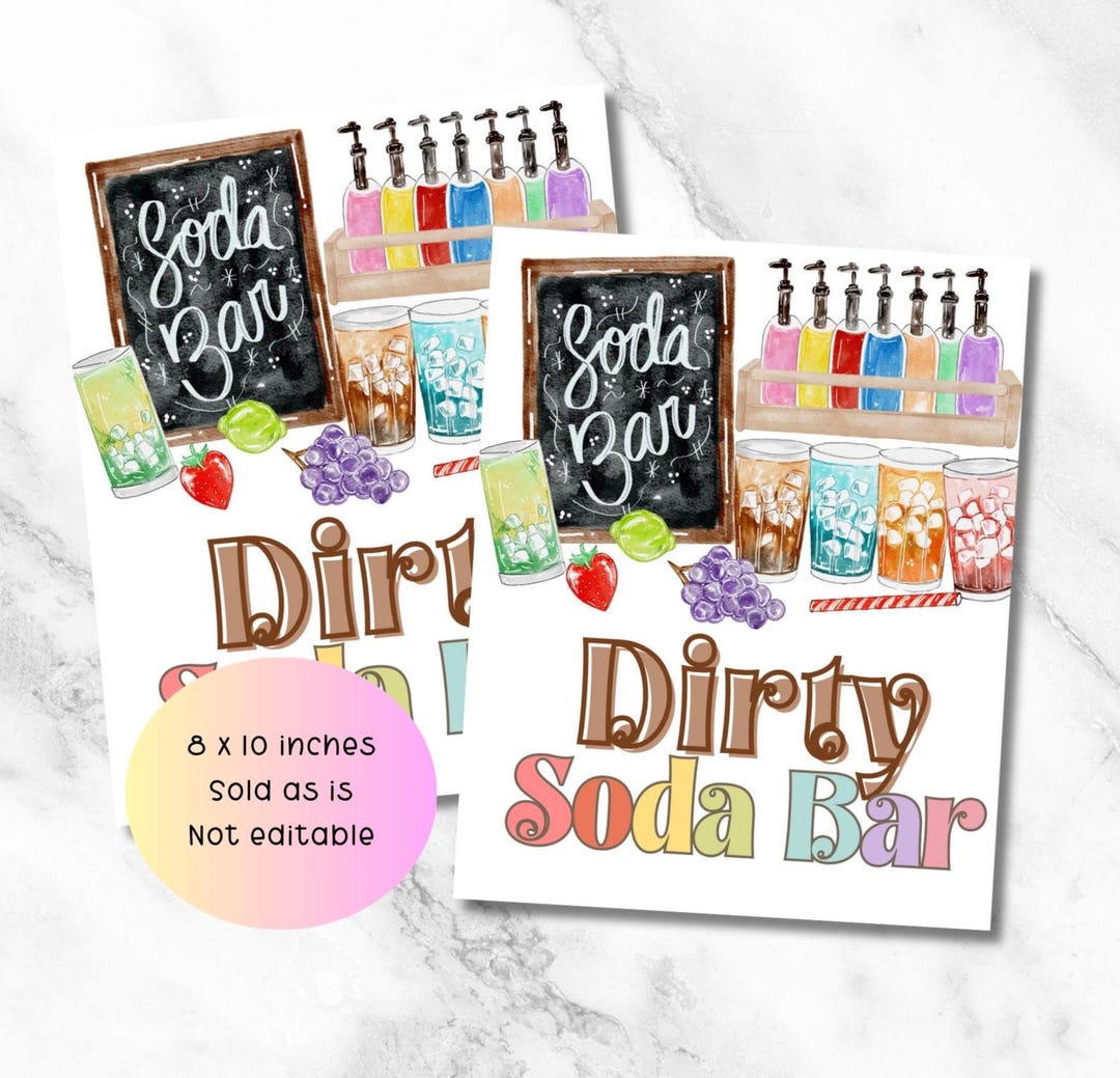 Dirty Soda Bar Sign Soda Party Backyard Party Sign Dirty Soda Bar
