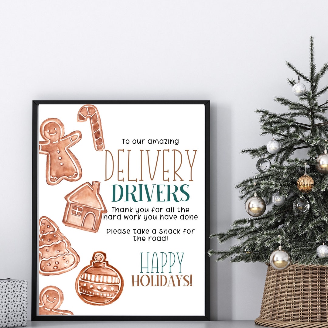 Delivery Driver Thank You Sign Printable Christmas Sign Take a Snack ...