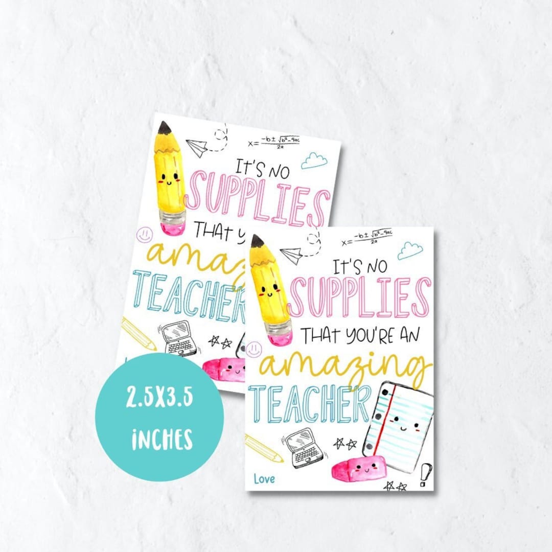 Teacher Appreciation Gift Tag, School Supplies Gift Printable Tag ...