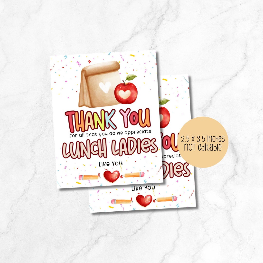 Lunch Lady Appreciation Gift Tag, Digital Download, Printable Tag ...