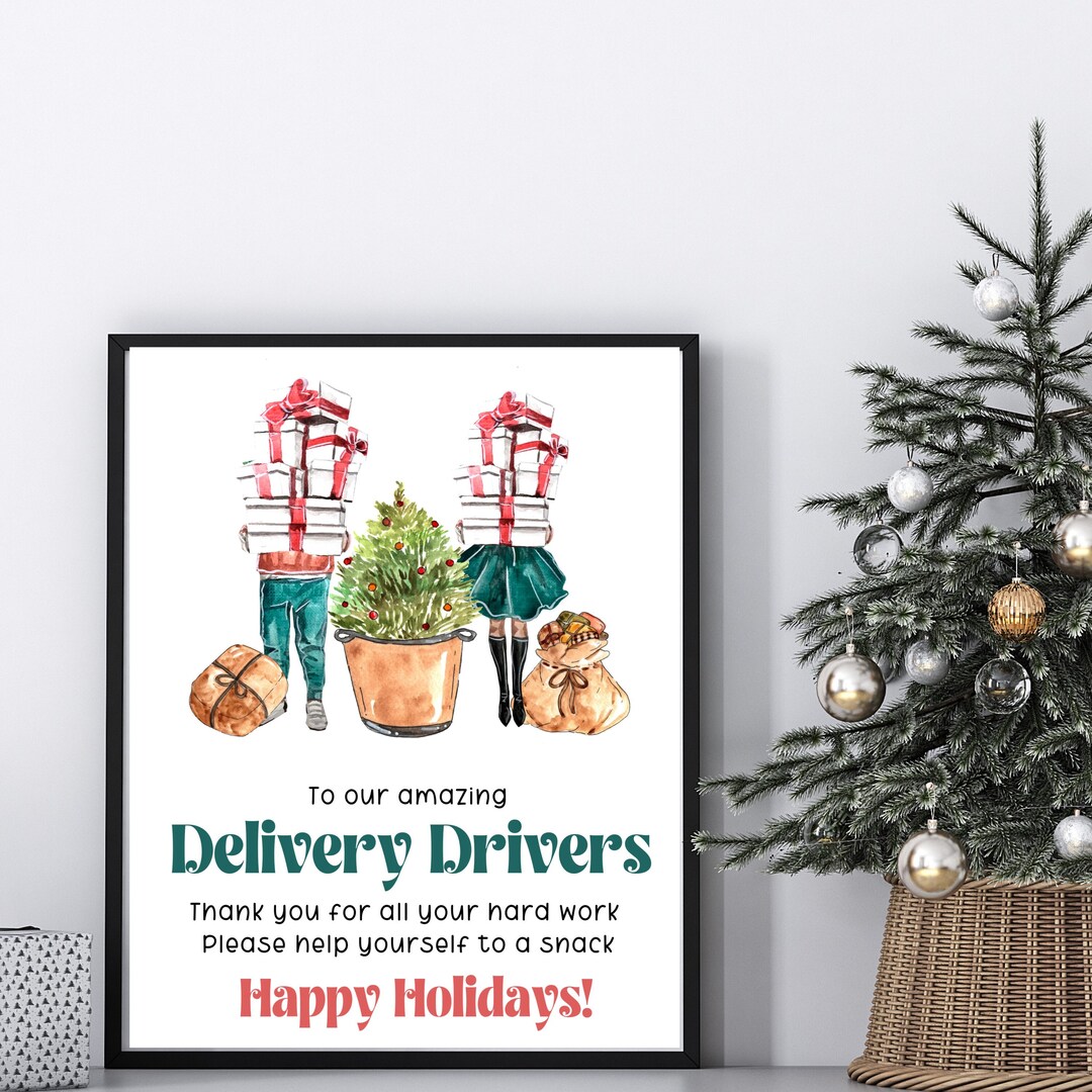 Printable Christmas Delivery Driver Sign, Take a Snack Sign, Driver ...