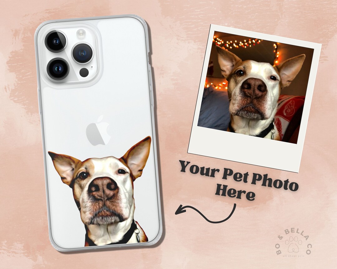 Custom Pet Portrait Phone Case - Dog Mom Gift - Dog Dad Gift - Cat Mom ...