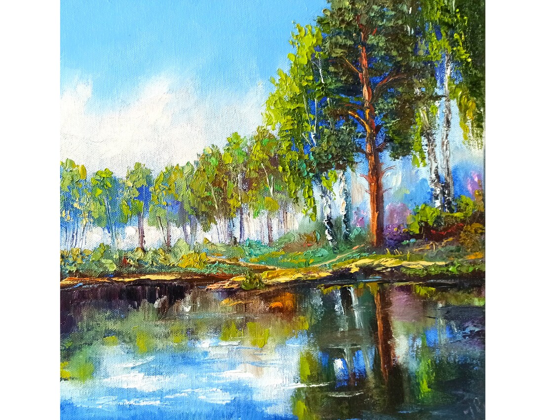 Birch Trees Impasto Oil Painting: Spring Landscape Original Art on ...