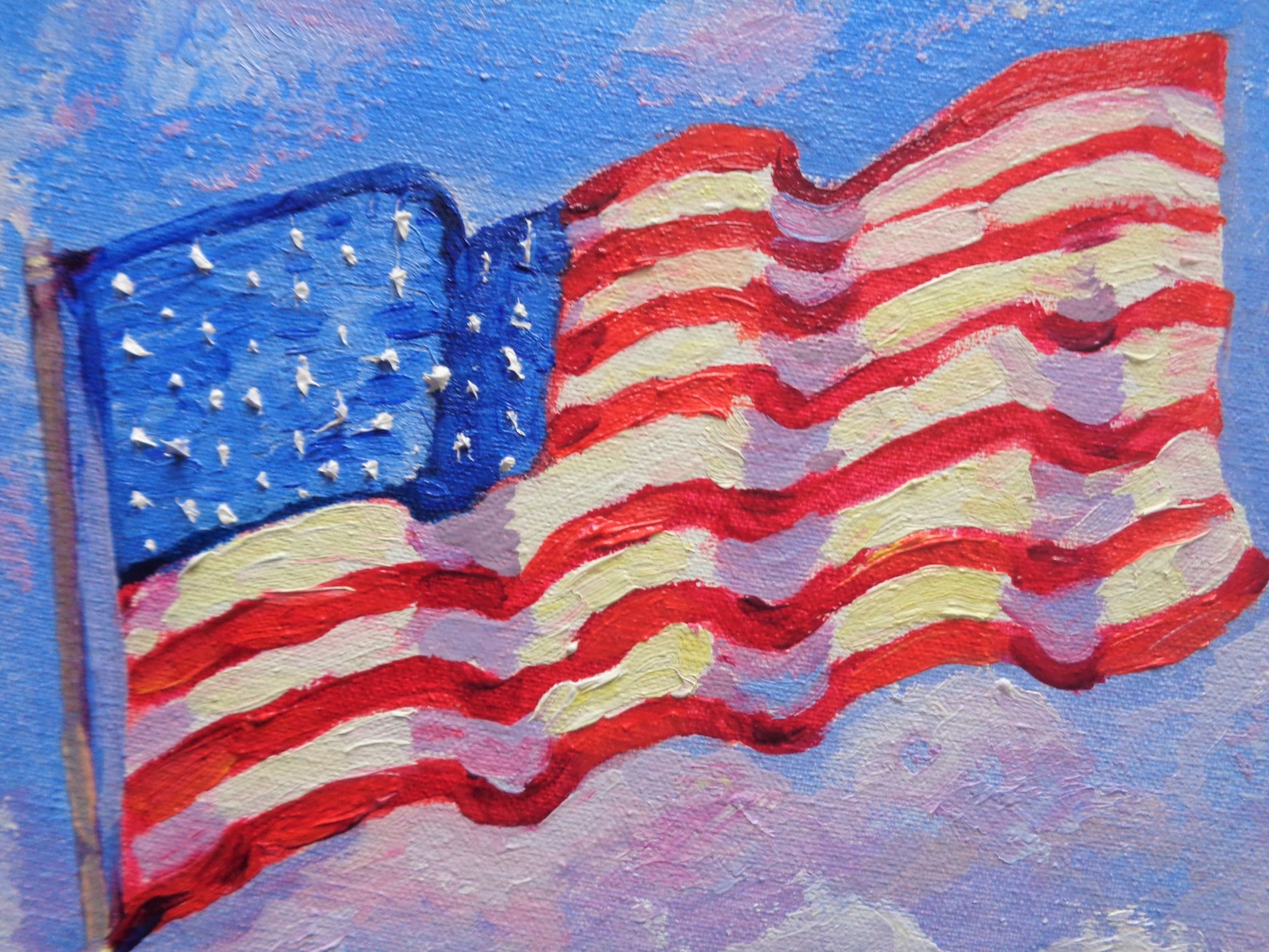 USA Flag Painting Original Art Seascape Oil Painting on Canvas | Etsy