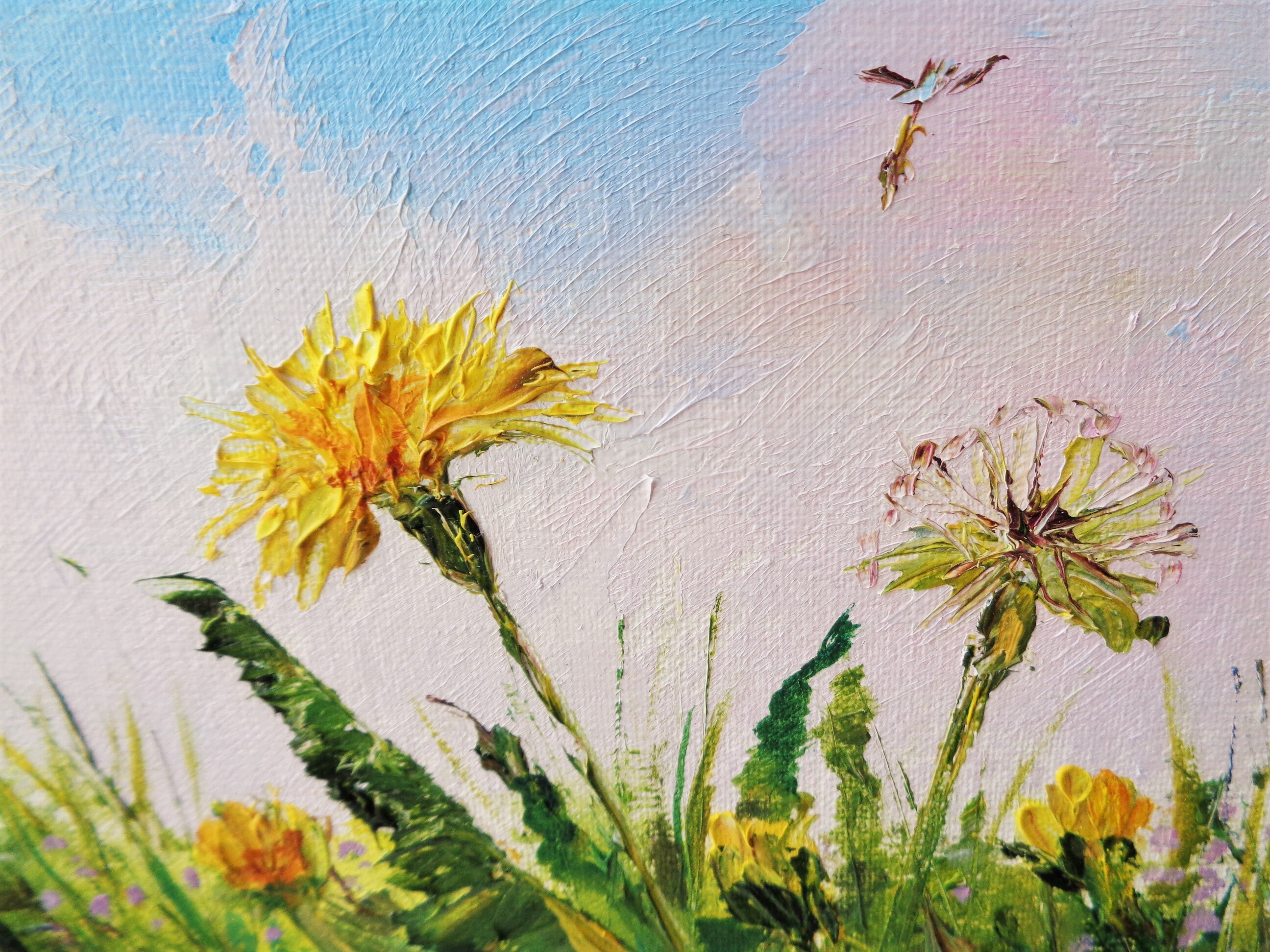 Dandelion Painting Wildflower Original Art Meadow Oil Painting | Etsy