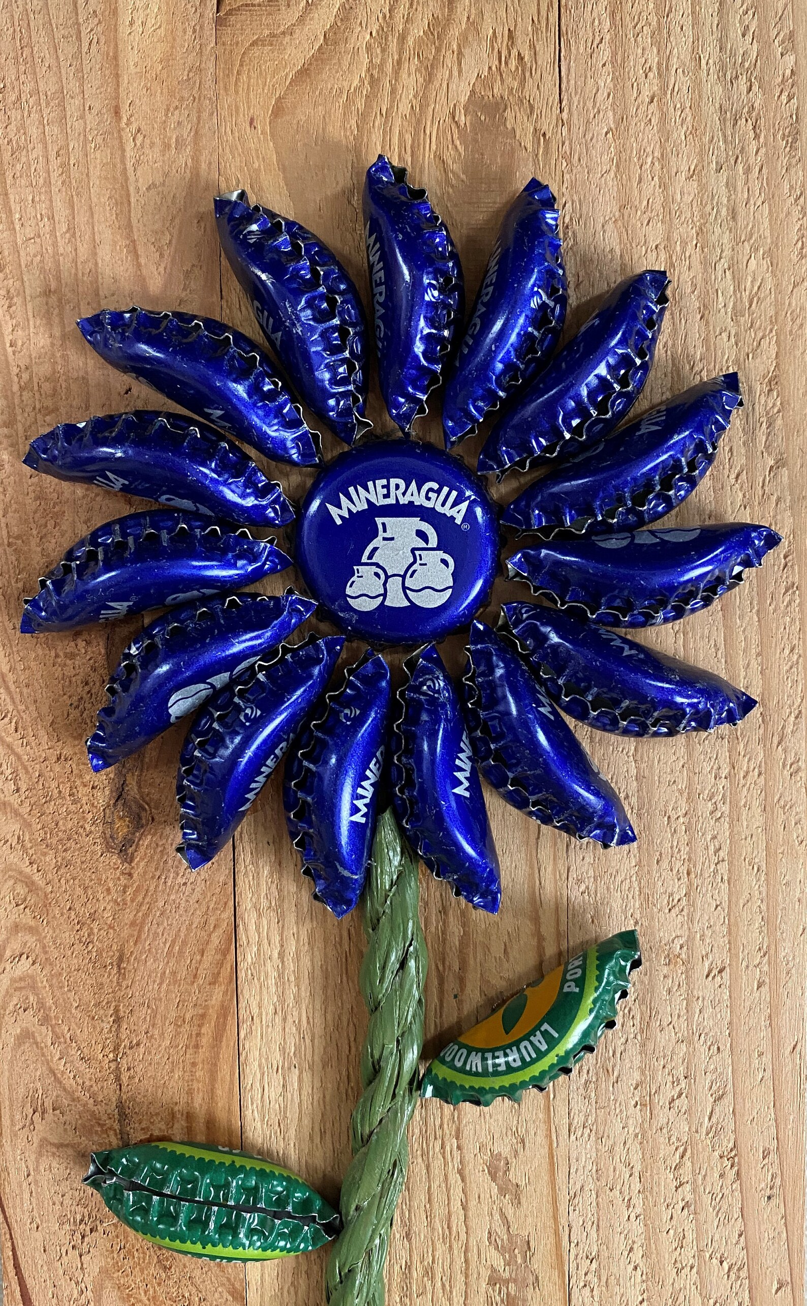 Bottle Cap Art - Blue Flower - Handmade - Etsy
