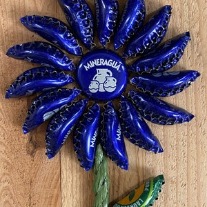 Bottle Cap Art - Blue Flower - Handmade - Etsy