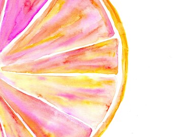 Watercolor Grapefruit, Pink Grapefruit Print, Citrus Print - Etsy