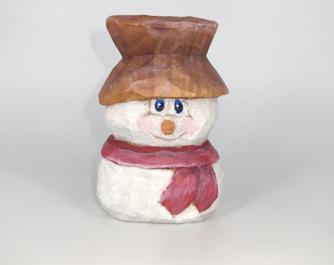 Hand Carved Snowman Ornament Wood Carving - Etsy