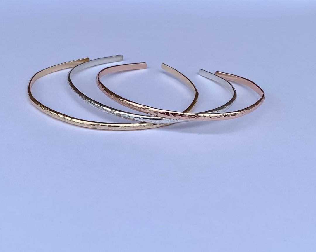 Set of 3 Half Round Bracelet Cuffs, Gold-filled, Rose Gold-filled ...