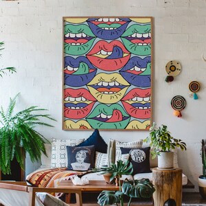 Retro Lip, 70s Vintage Poster, 70s Retro Home Decor,70s Home Decor, 70s ...
