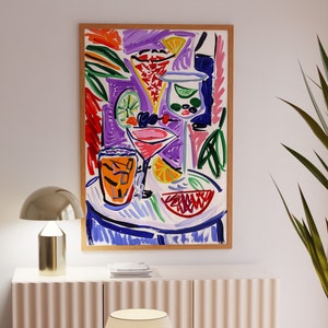 Colorful Abstract Cocktail Art Print – Vibrant Drink Design, Digital ...