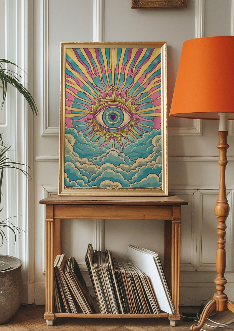 Psychedelic Eye Art Poster: Boho Retro Home Decor - Etsy