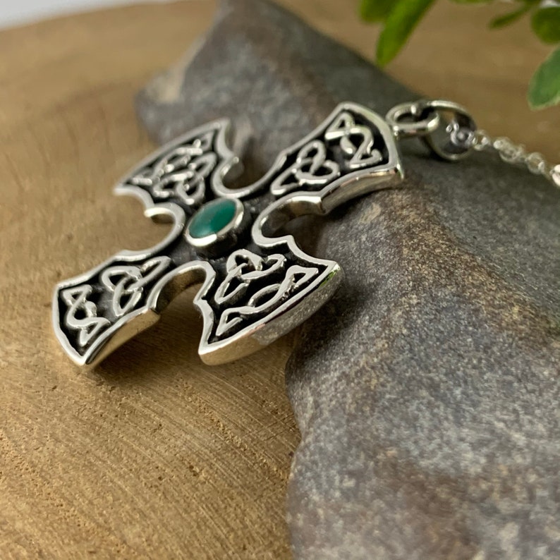Sterling Silver Equal-sided Celtic Cross With Green Onyx pendant Only ...