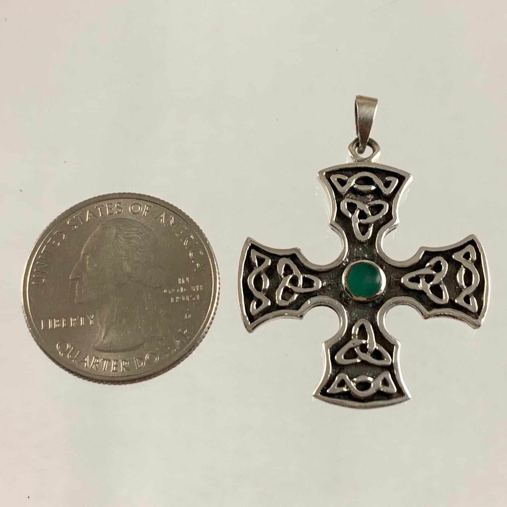 Sterling Silver Equal-sided Celtic Cross With Green Onyx pendant Only ...