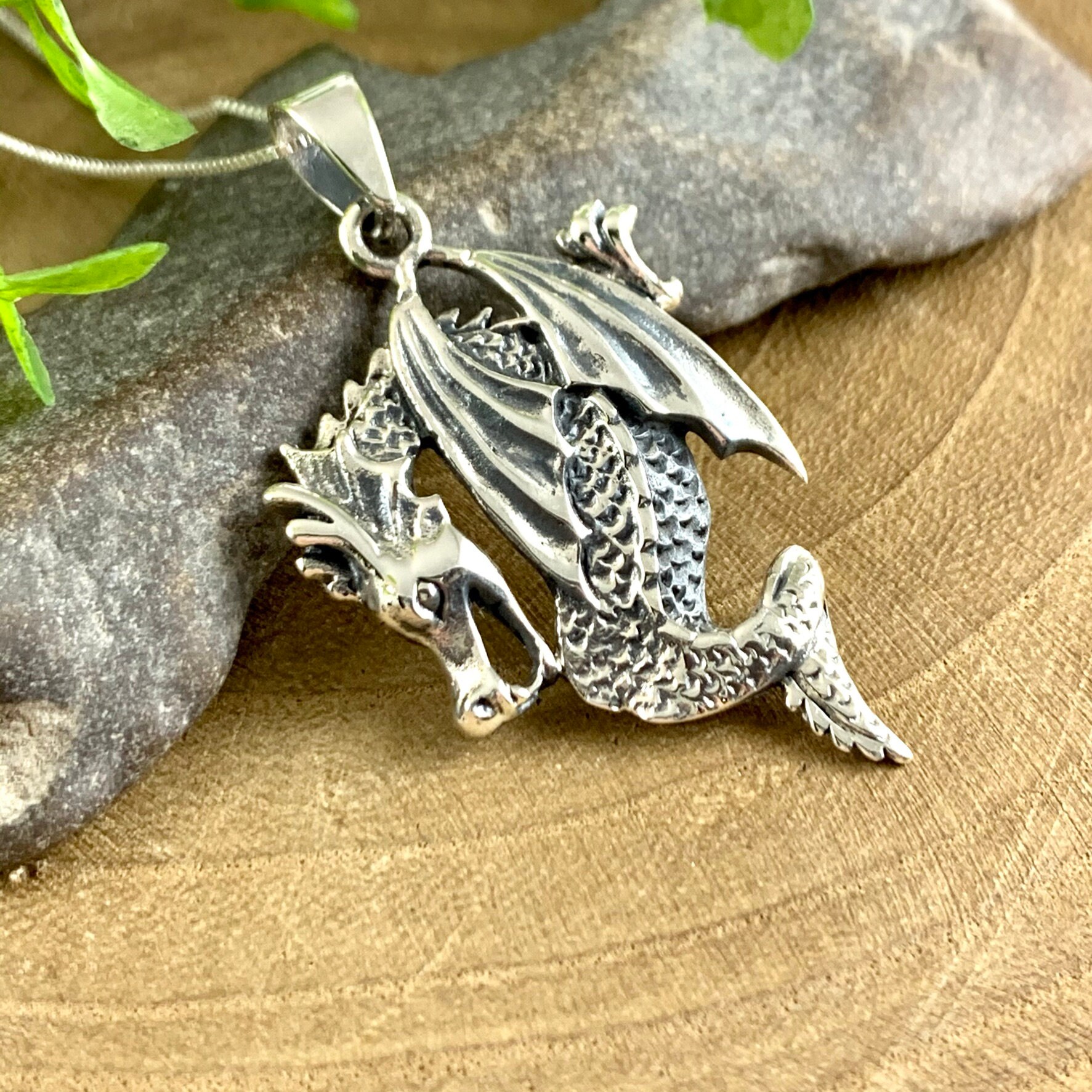 Sterling Silver Large Dragon Pendant Only or with Chain 925 | Etsy