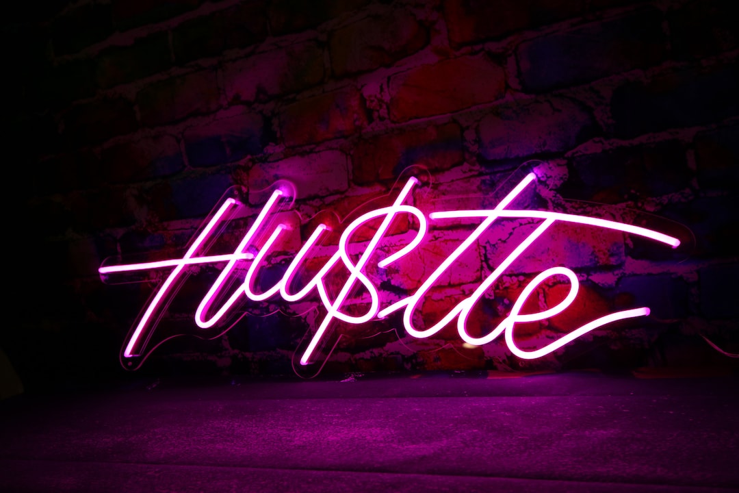 Pink LED Neon Hustle Sign: Office Decor (33" X 11") - Etsy