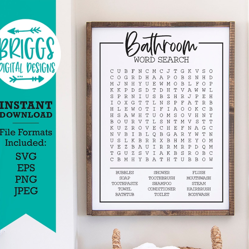 Bathroom Word Search - Etsy
