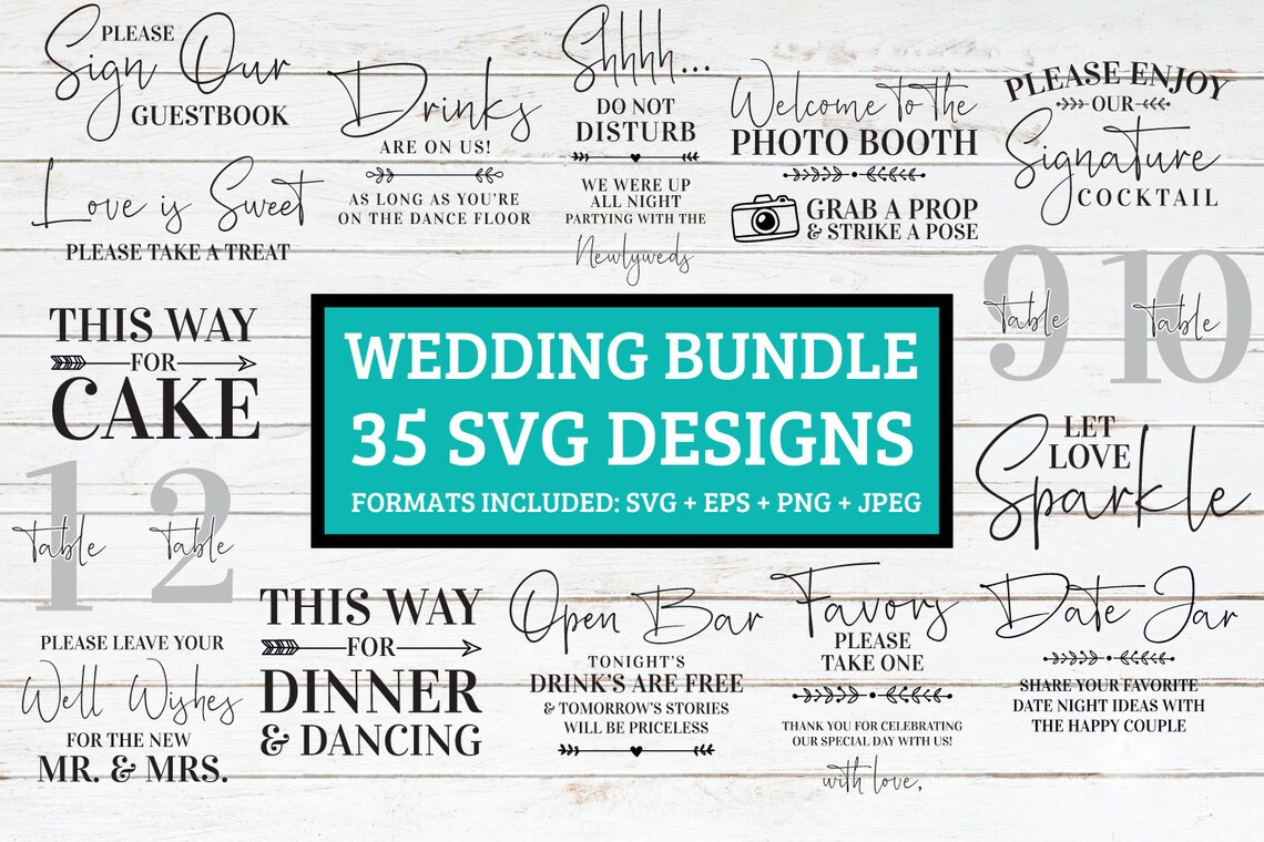 Wedding Bundle SVG Wedding Sign Svg Rustic Wedding Svg - Etsy