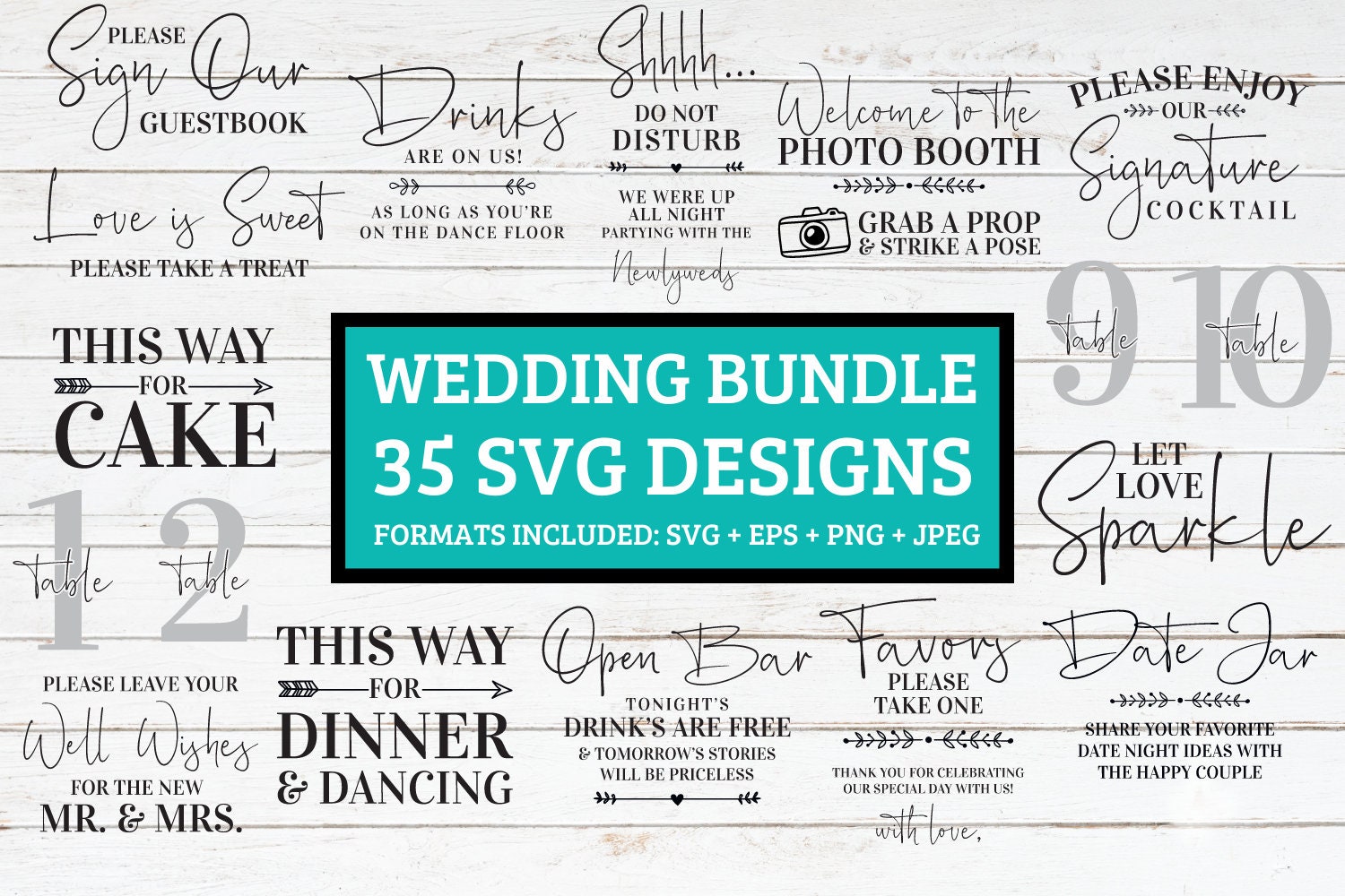 Wedding Bundle SVG Wedding Sign Svg Rustic Wedding Svg - Etsy