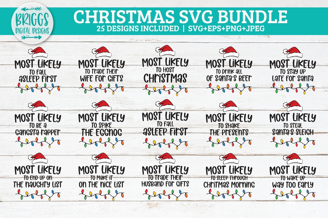 Most Likely to SVG Bundle Funny Christmas SVG Family - Etsy